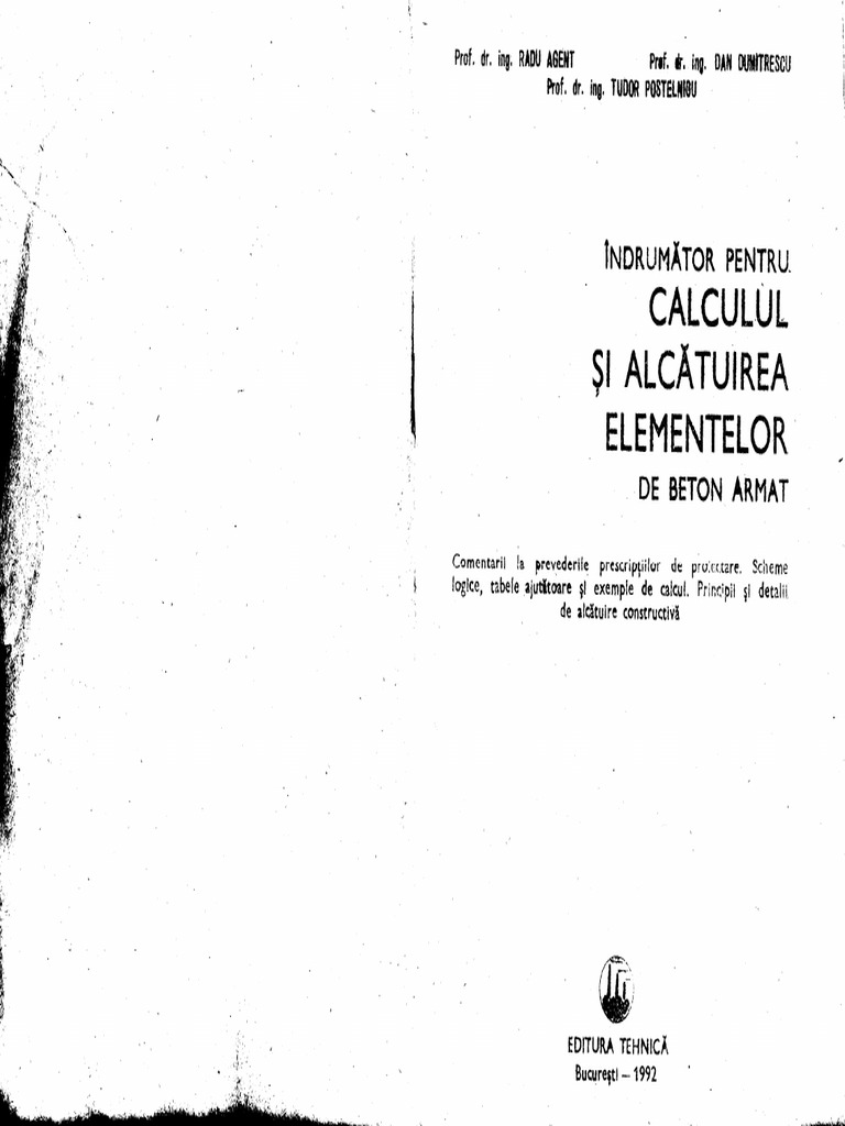 Indrumator Calcul Elemente de Beton Armat - RADU A | PDF