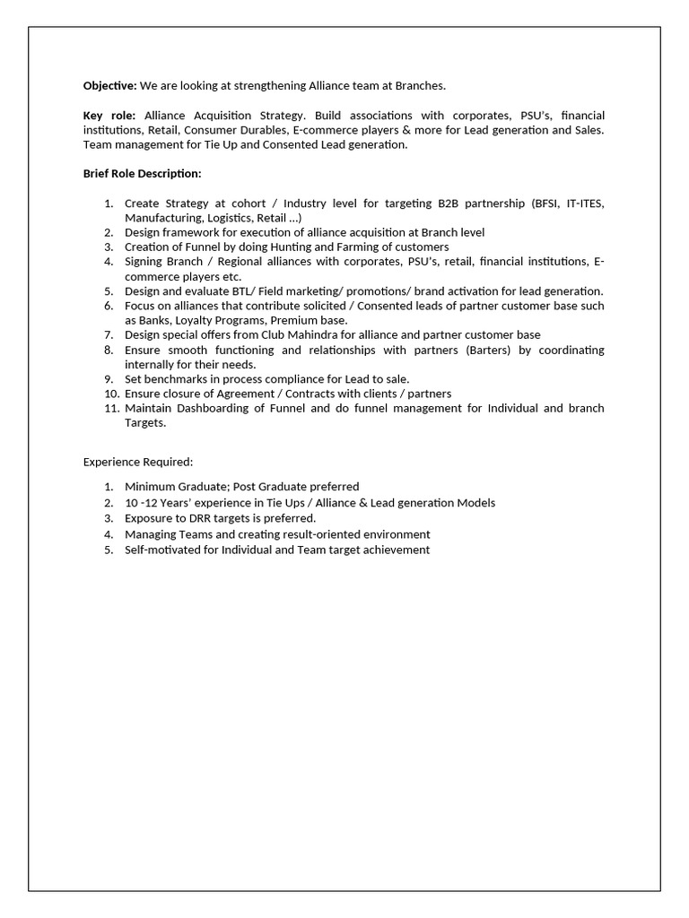 Alliance Manager Profile | PDF