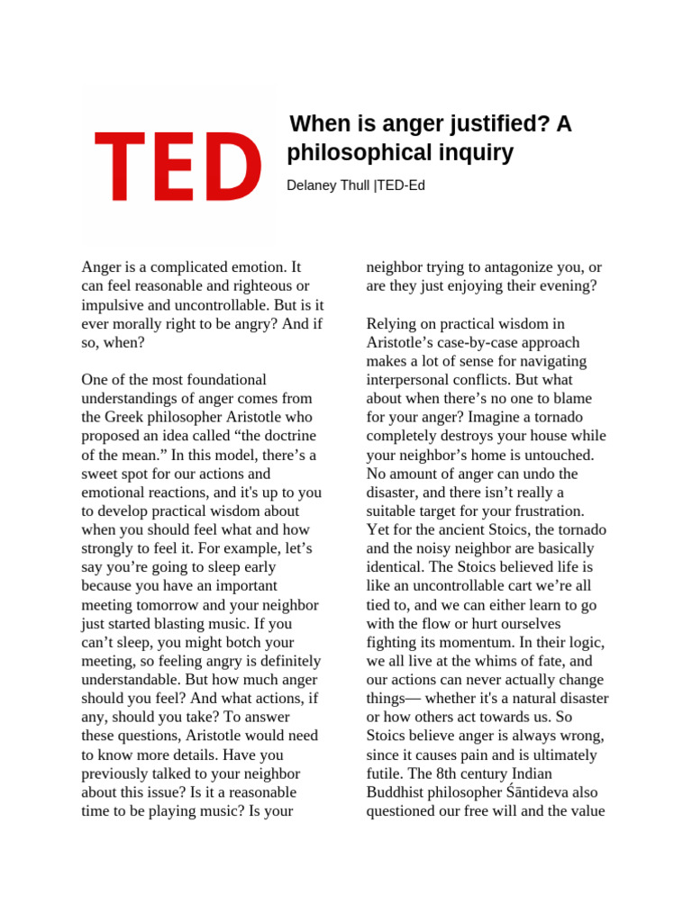 When Is Anger Justified | PDF