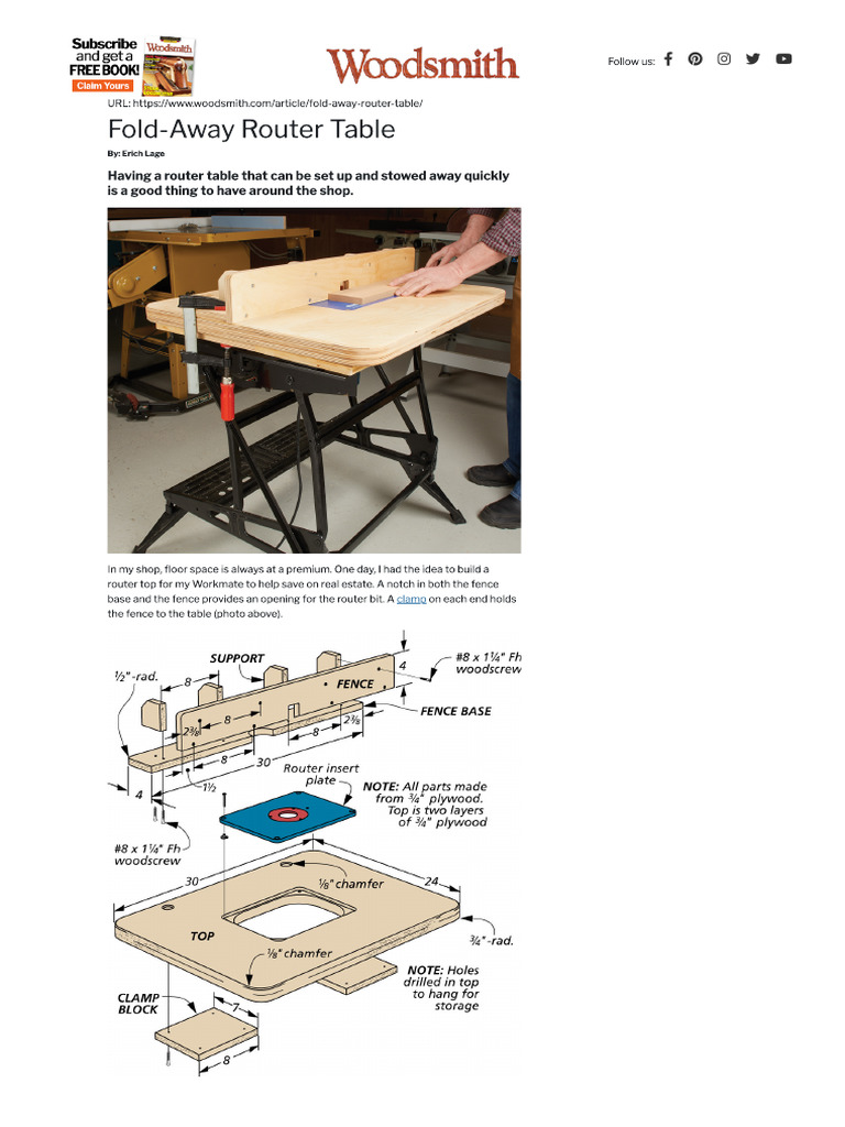 Fold-Away Router Table - Woodsmith | PDF