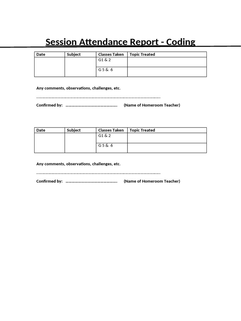 Teacher Attendance Report - CODING | PDF