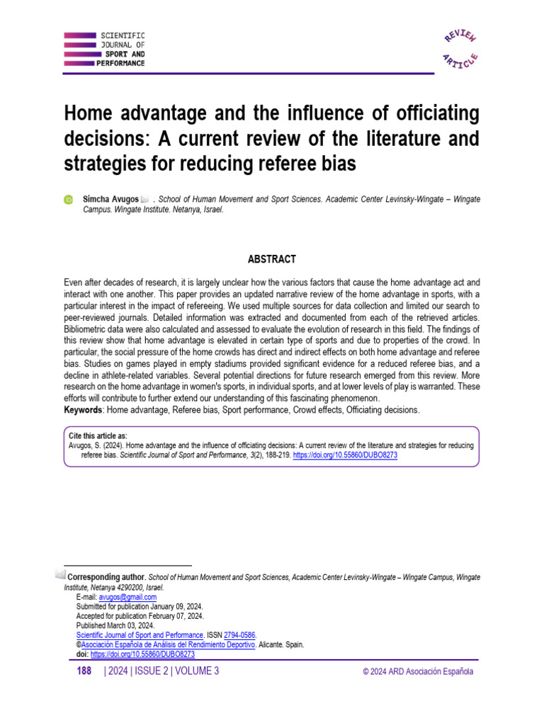 Home Advantage & Referee Bias Review | PDF | Sports | Bias