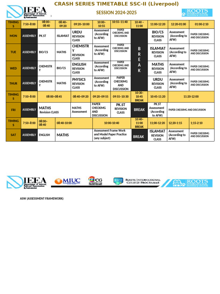 SSC Revision Timetable 2024-2025 | PDF
