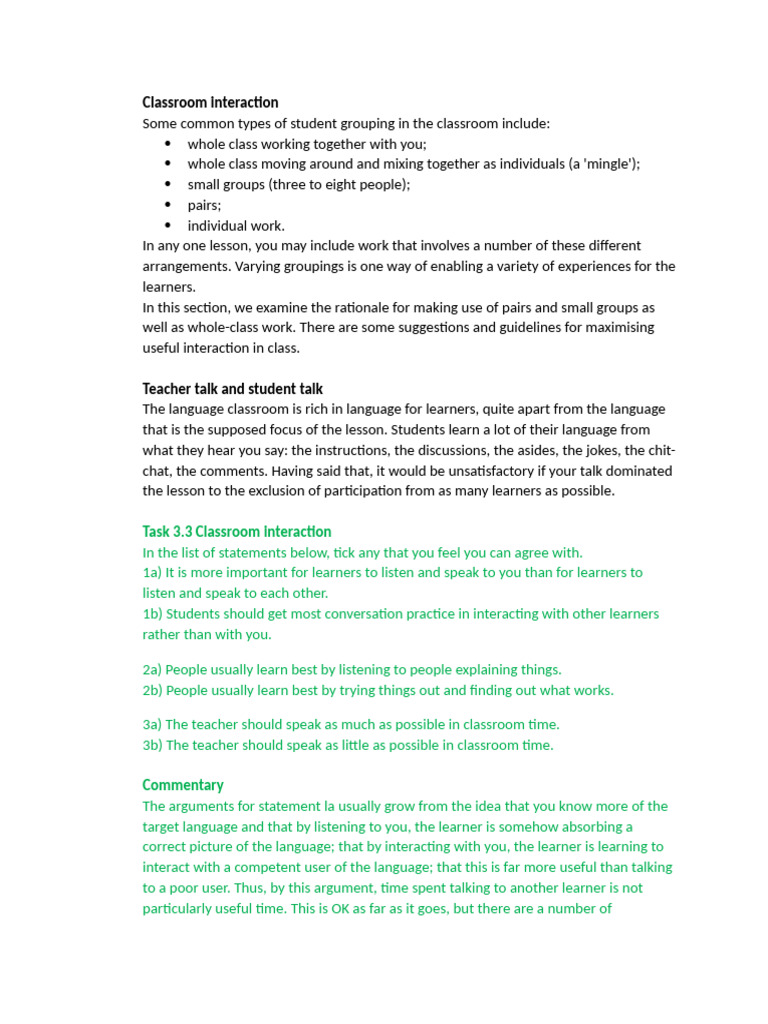 interaction patterns 2 | PDF | Learning | Classroom