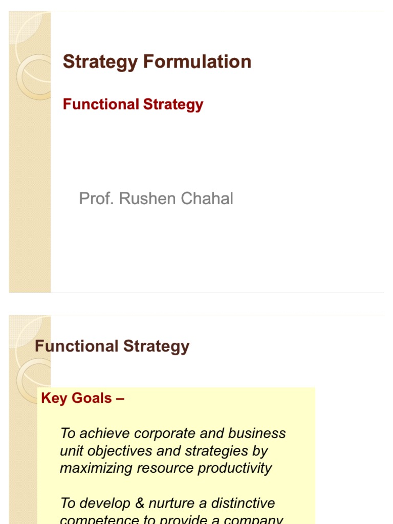 Strategy Formulation Functional Strategy | PDF | Strategic Management ...