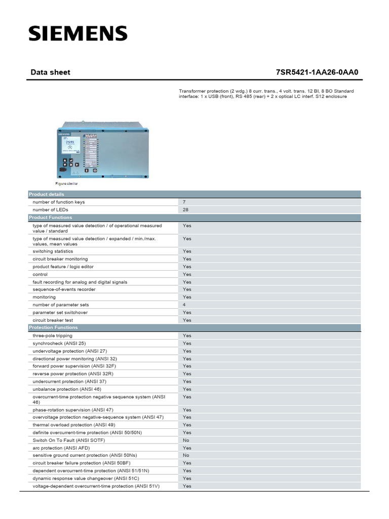 7SR54211AA260AA0 Datasheet en | PDF | Electrical Engineering ...