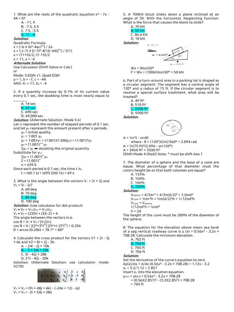 CNS01 Mesl | PDF | Quadratic Equation | Area