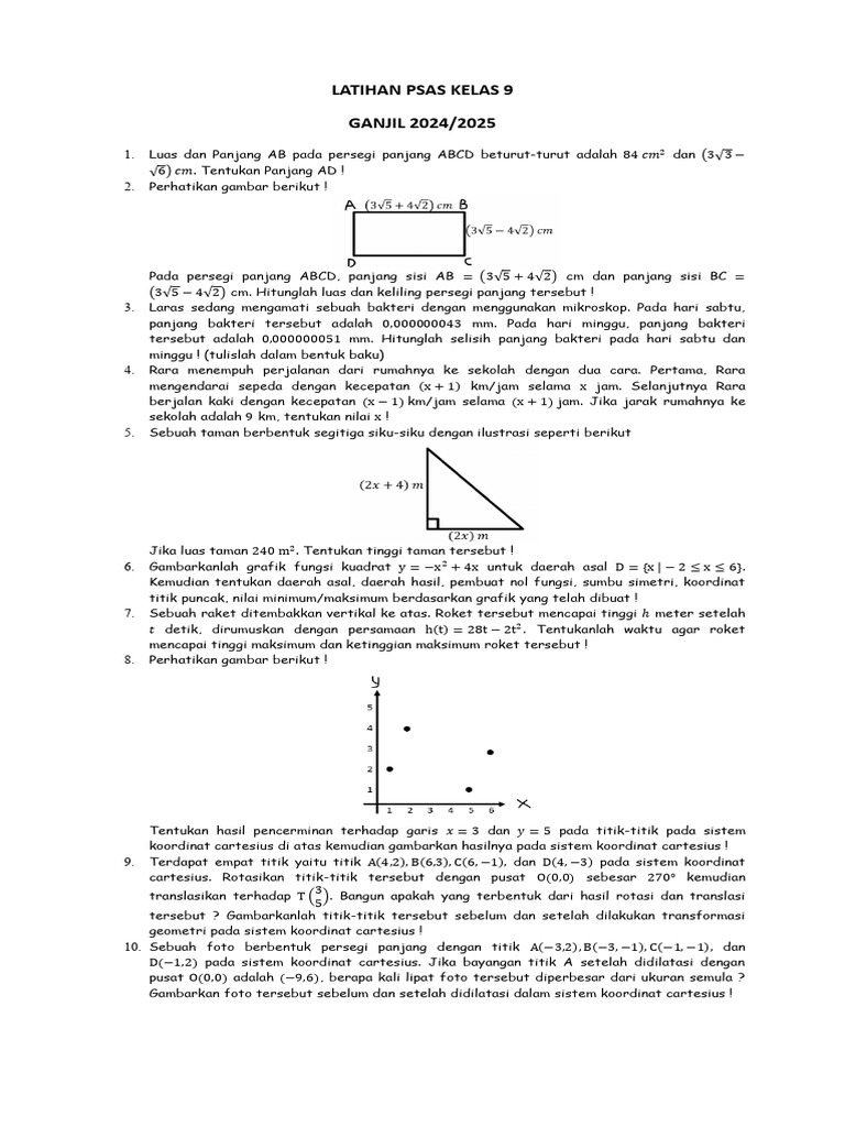Latihan PSAS Ganjil Kelas 9 | PDF