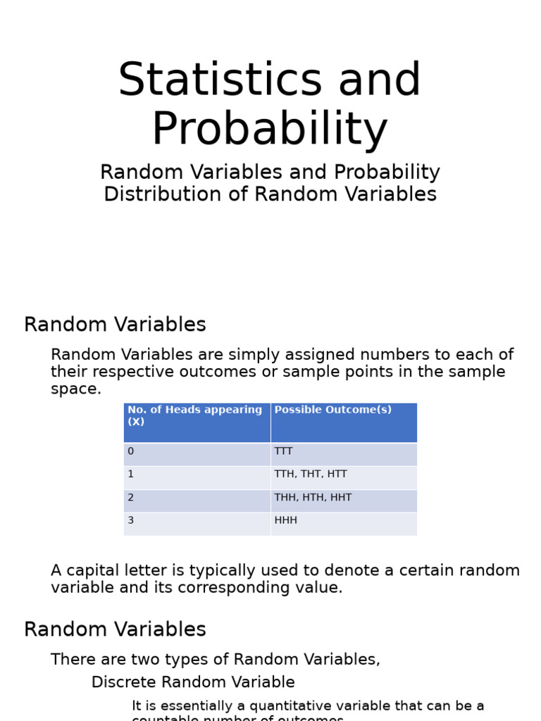 Statistics and Probability | PDF | Probability Distribution | Random ...