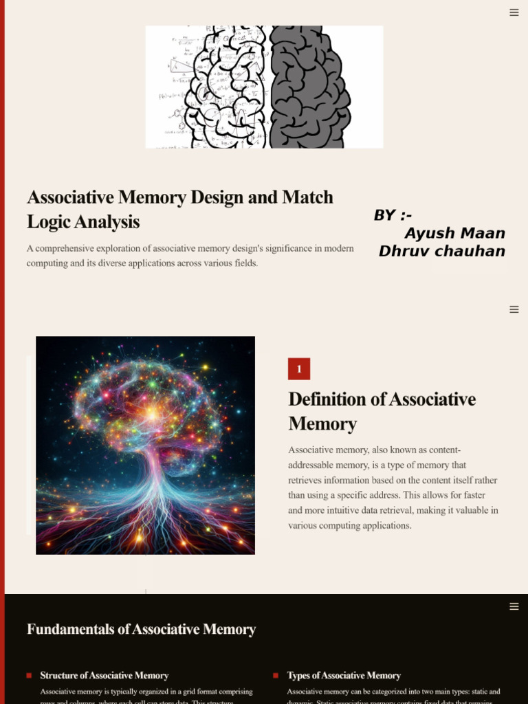 Associative Memory Design and Match Logic Analysis | PDF