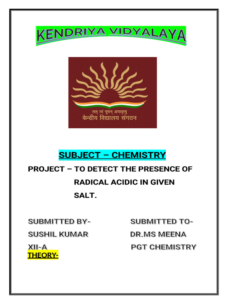 Acid Radical Identification Tests Guide | PDF | Chlorine | Sulfuric Acid