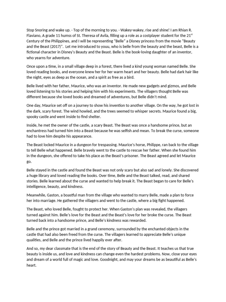 Belle's Journey in Beauty and the Beast | PDF