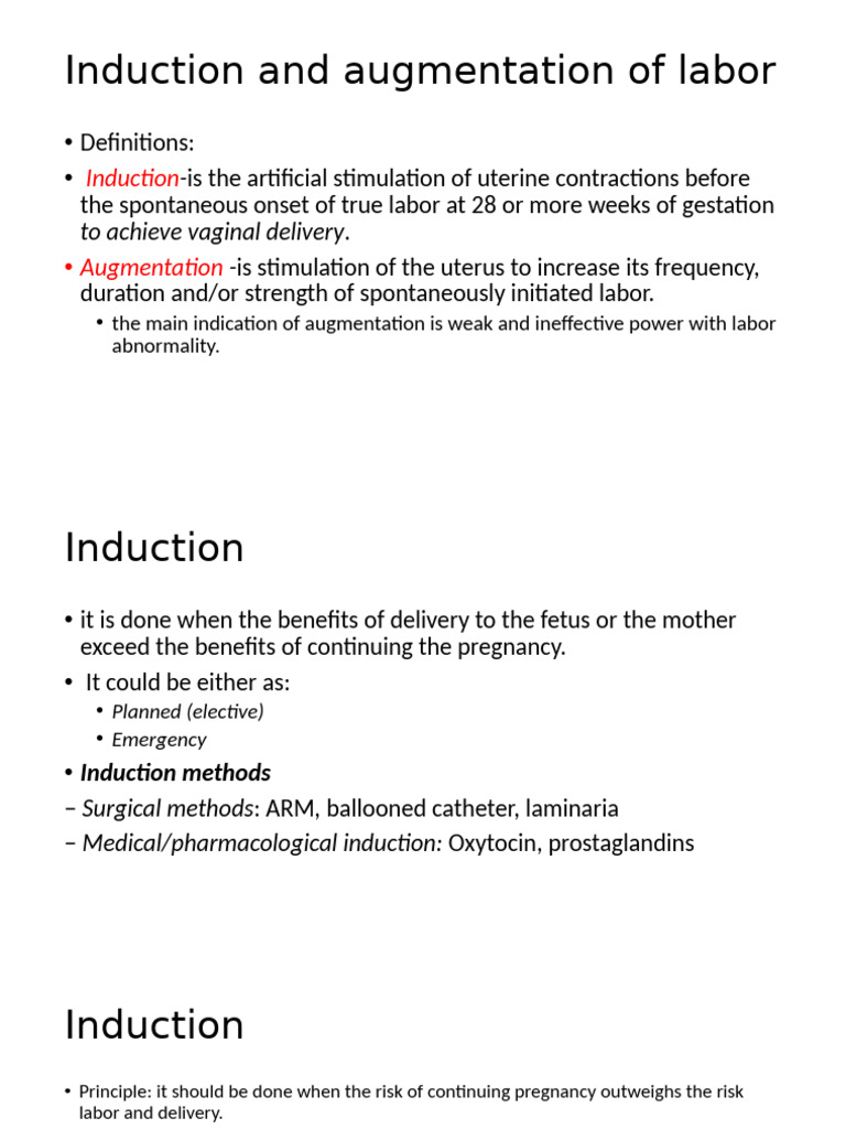 Induction and Augmentation of Labor | PDF | Childbirth | Human Pregnancy