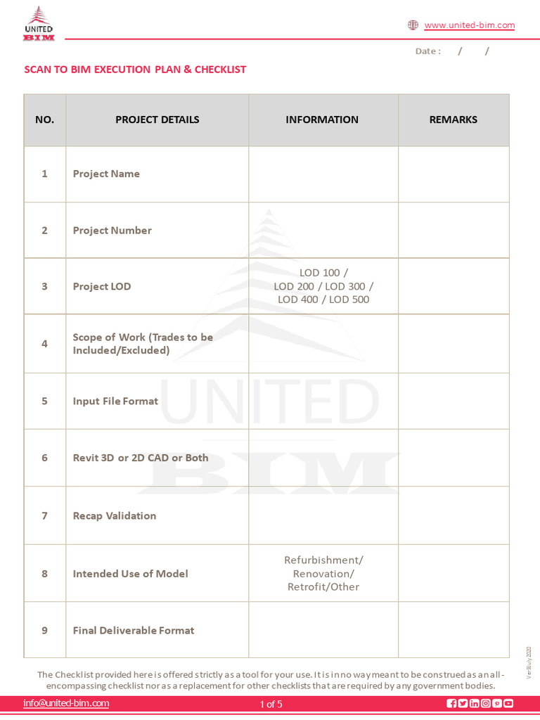 Scan To BIM Execution Plan Checklist | PDF | Autodesk Revit | Plumbing