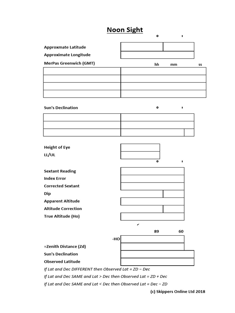 Noon Sight Navigation Guide | PDF