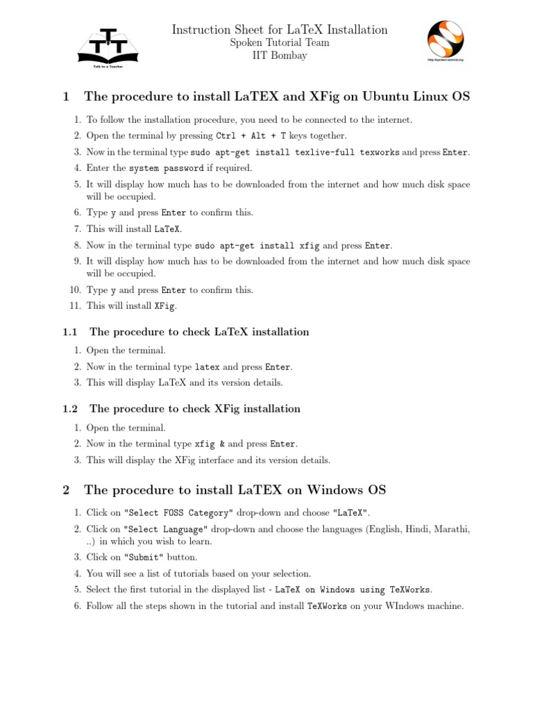 LaTeX and XFig Installation Guide | PDF