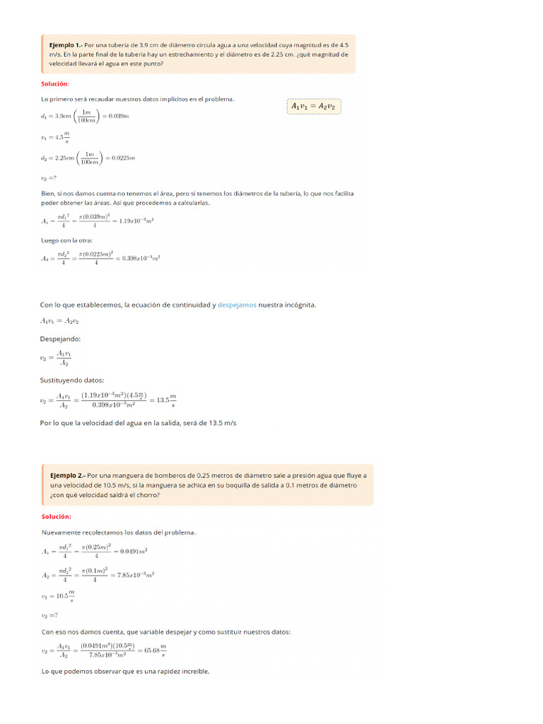 Toaz - Info Ecuacion de Continuidad Ejercicios Resueltos PR | PDF