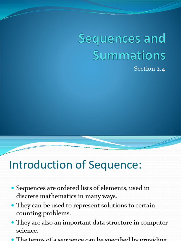 Chapter2 Sequence and Summation | PDF | Summation | Sequence