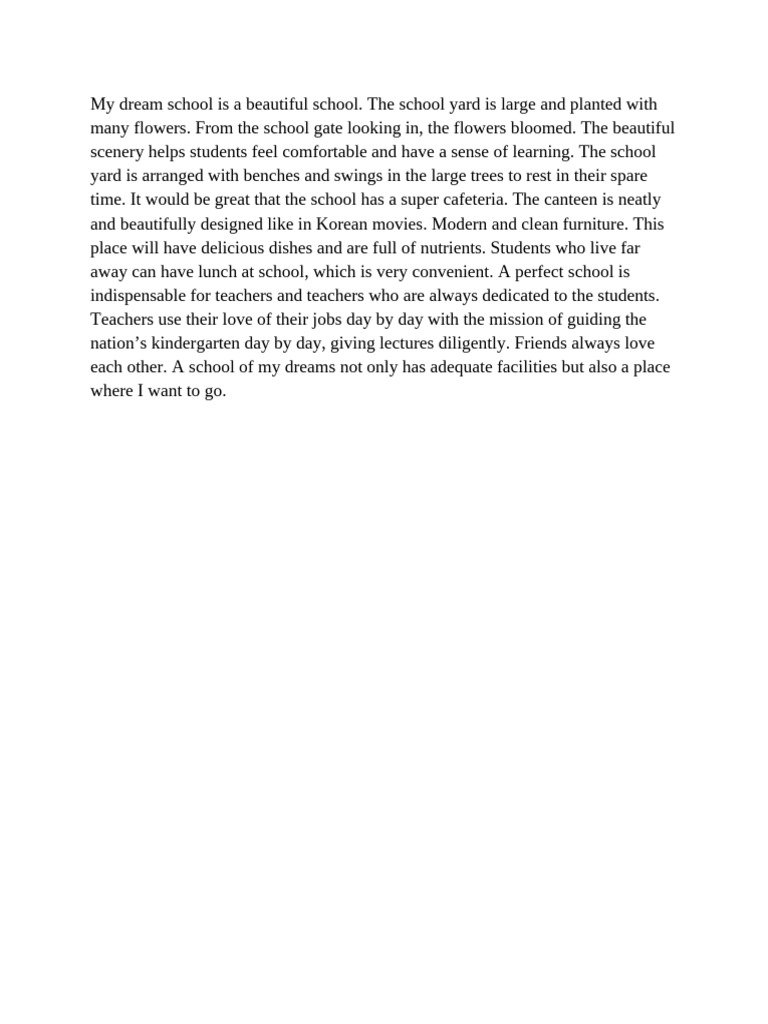 My Dream School: A Vision of Beauty | PDF