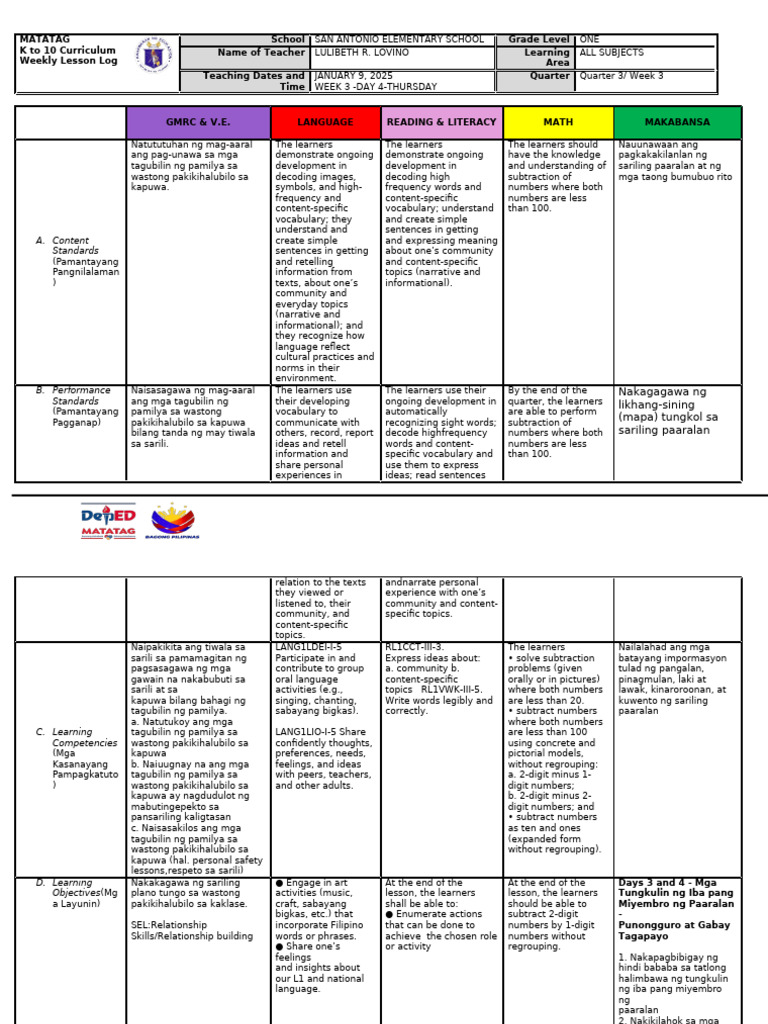 Grade 1 Dll-Q3-Week-3-Day-4 | PDF