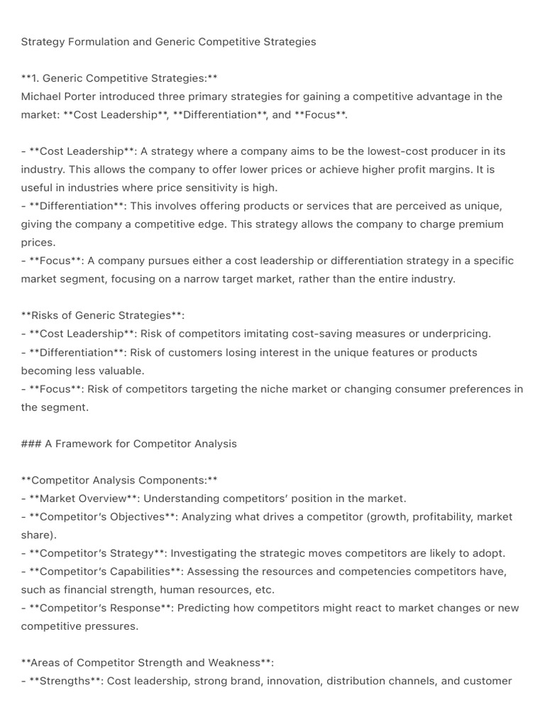 Competitive Strategies for Business Success | PDF | Strategic Management | Competitive Advantage