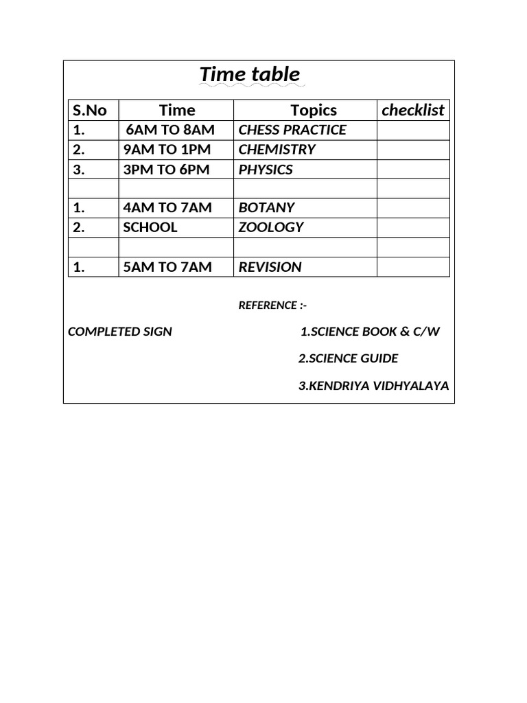 Science Timetable Full Test 2 | PDF