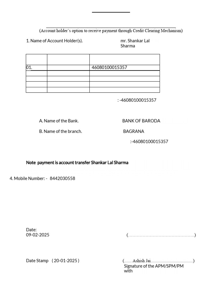 ECS Credit Clearing Mandate Form | PDF | Money | Financial Services