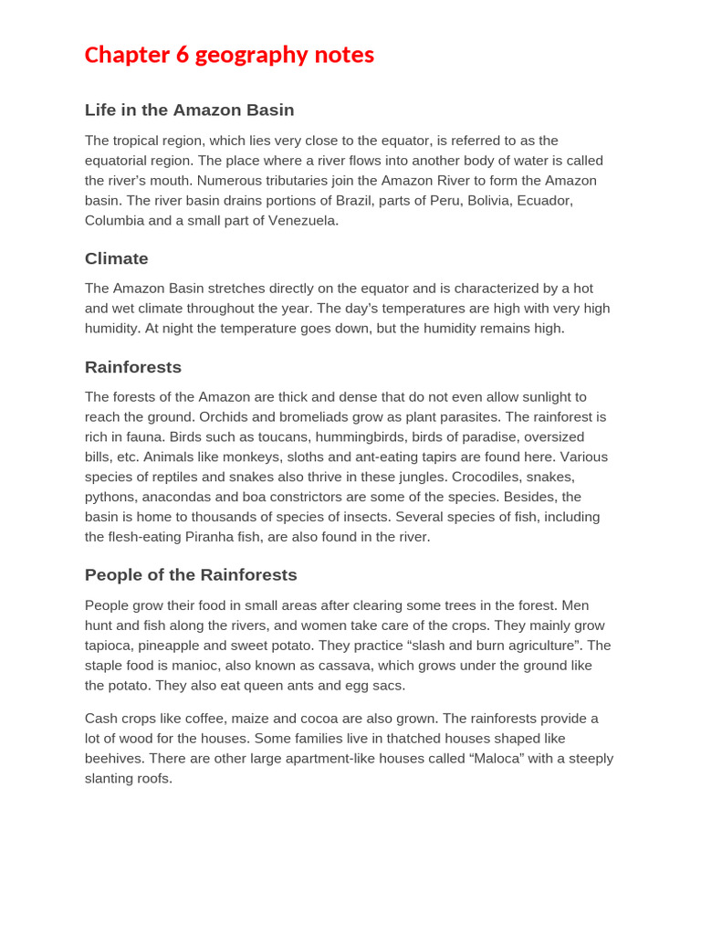 Amazon and Ganga-Brahmaputra Geography | PDF | Amazon Rainforest ...