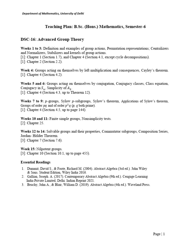 Suggested Teaching Plan Maths 6th Semester | PDF | Greeks (Finance) | Fourier Transform