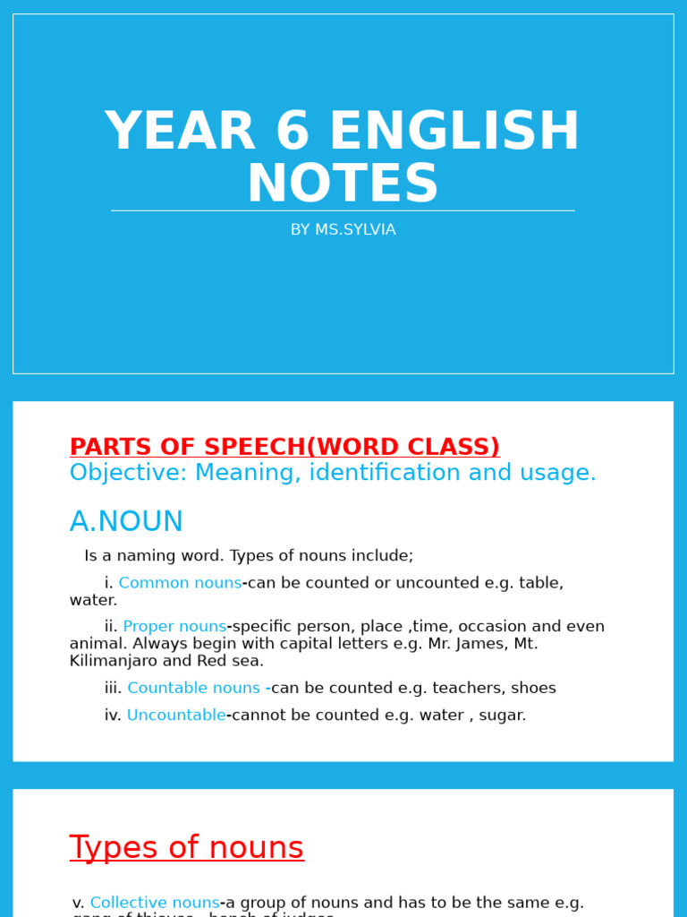 Year 6 English Study Guide | PDF | Narration | Verb