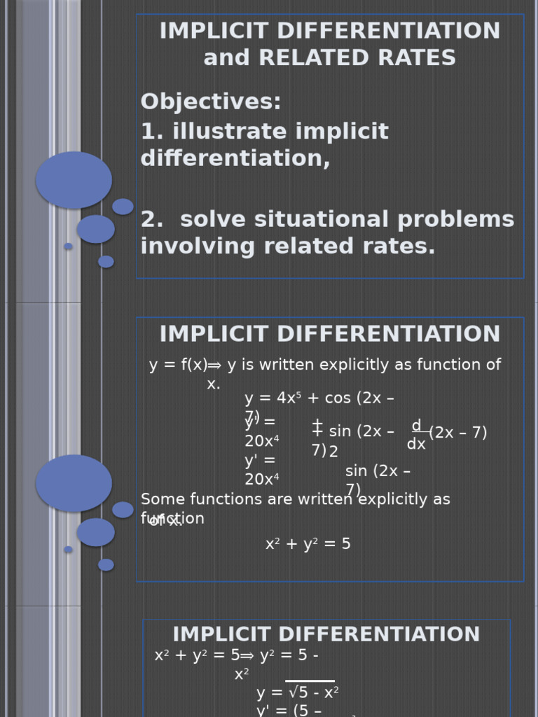 L5.Implicit Differentiation and Related Rates | PDF | Variable ...