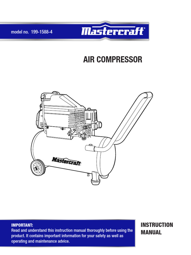 Mastercraft 8 Gal Air Compressor Manual | PDF | Valve | Pump