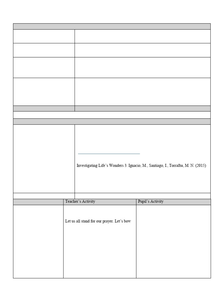 DLP Science 3 (Elem Ed 11) | PDF | Senses | Taste
