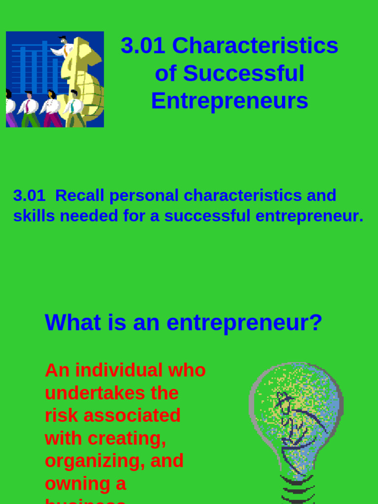 Successful Entrepreneurs Skills and Characteristics 1 | PDF