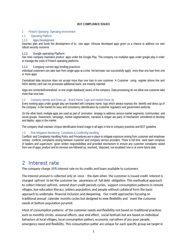 BOT COMPLIANCE ISSUES | PDF | Credit | Finance & Money Management