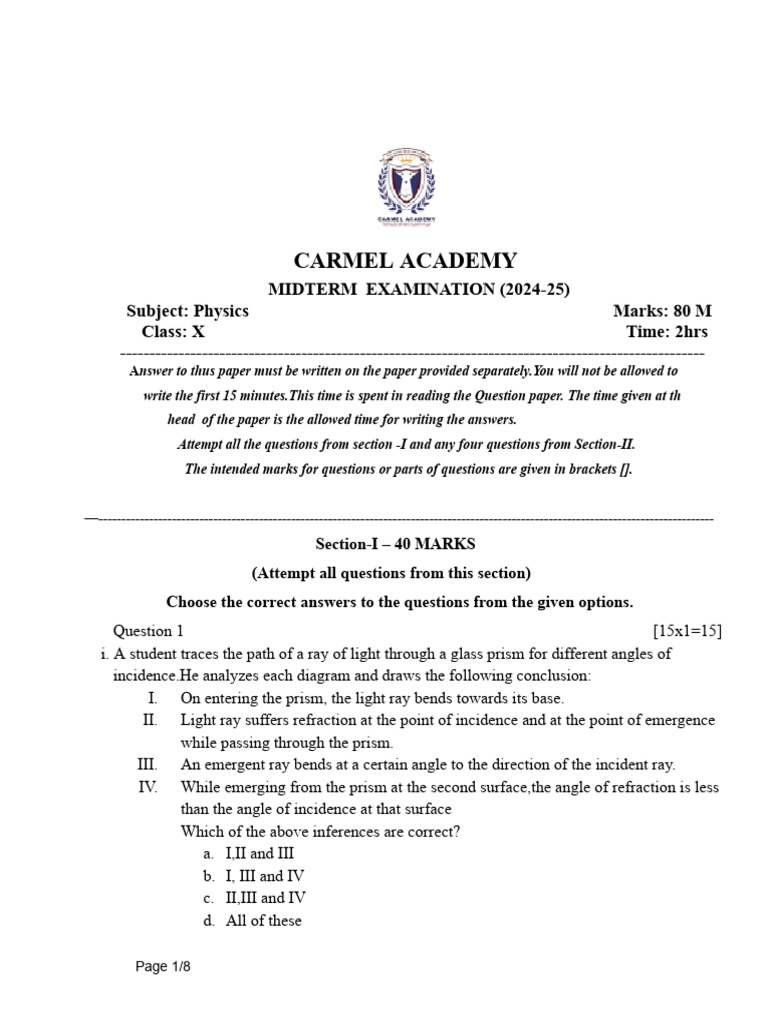 10 Midterm Exam - 2024-25 - 250106 - 162051 | PDF | Force | Electrical Resistance And Conductance