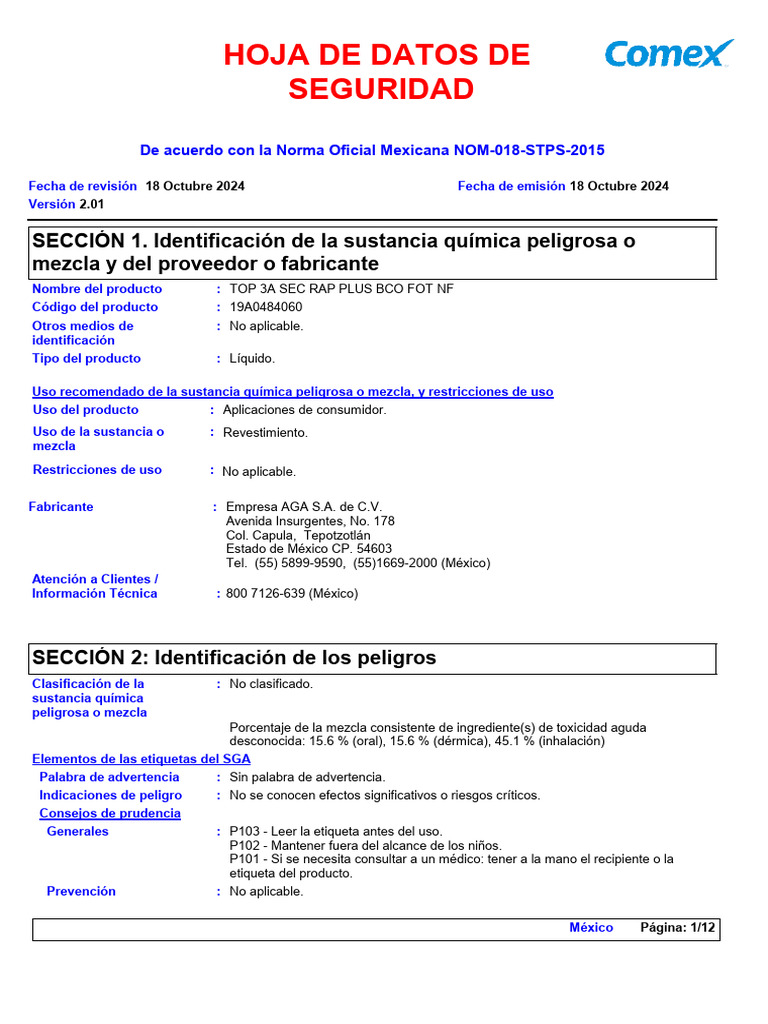 HDS Impermeabilizante Comex 3 Años | PDF | Residuos | Agua