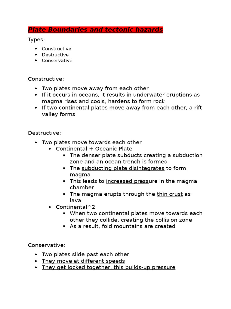 natural_hazard_notes | PDF | Plate Tectonics | Magma