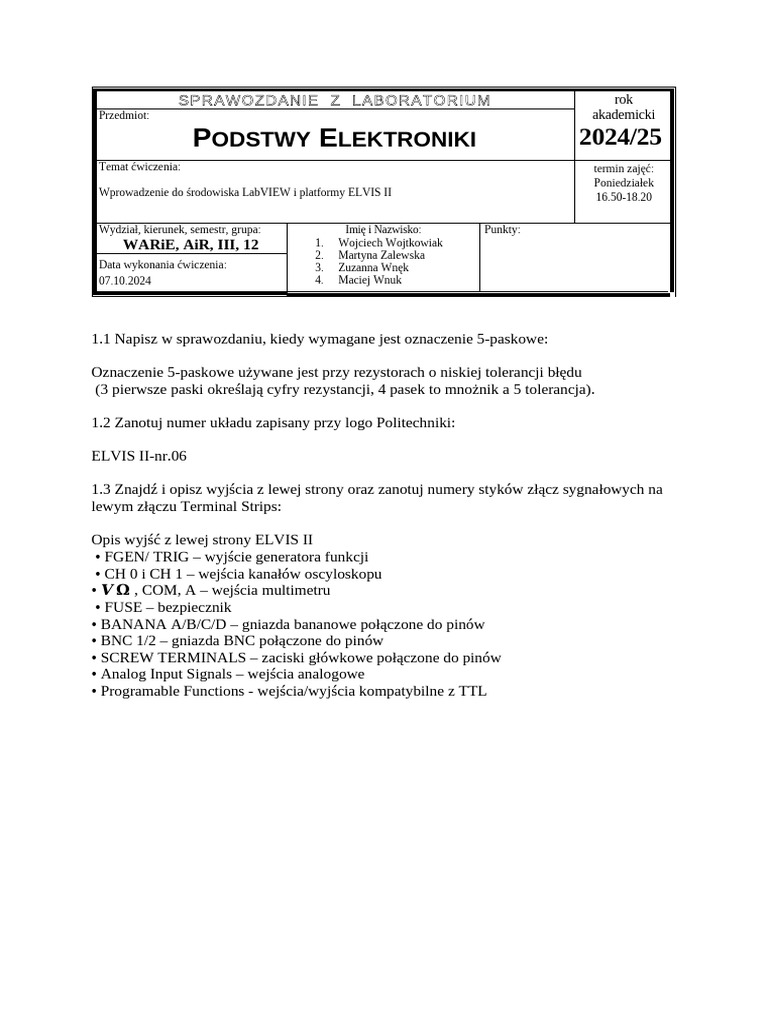 Lab00 Podst Elektroniki | PDF