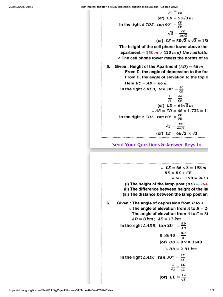 10th Maths Chapter 6 Study Materials English Medium - PDF Google Drive | PDF