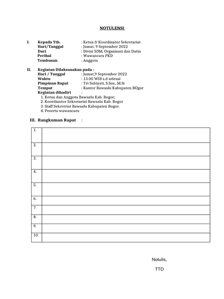 Notulen Wawancara PKD Bawaslu Bogor | PDF