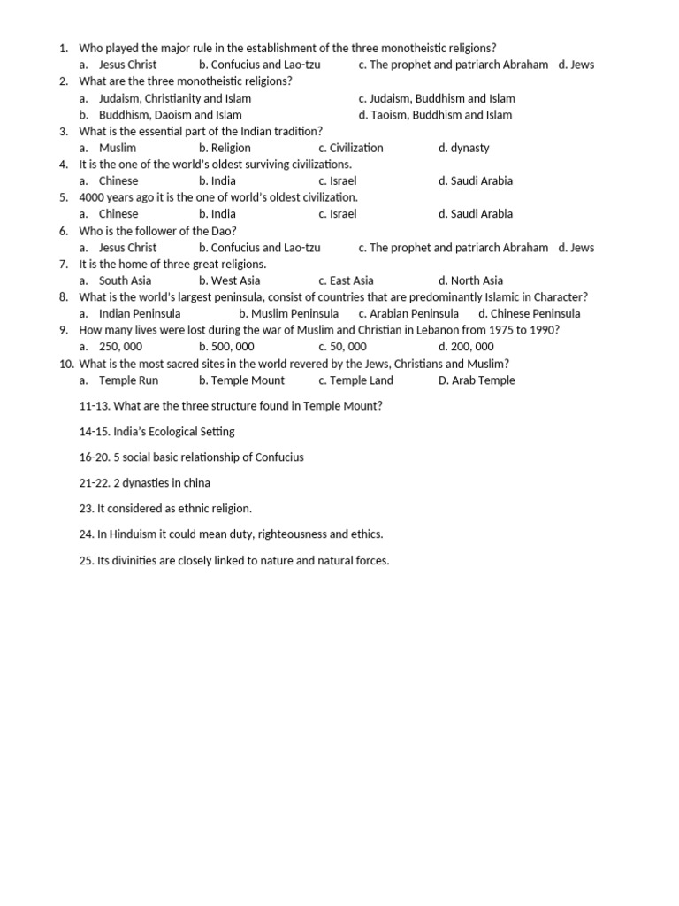 Monotheistic Religions and Civilizations | PDF
