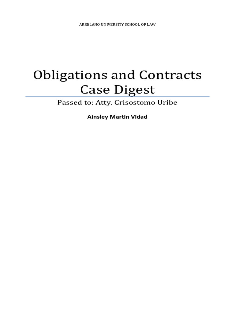 Oblicon Case Digest | PDF | Legal Liability | Lease