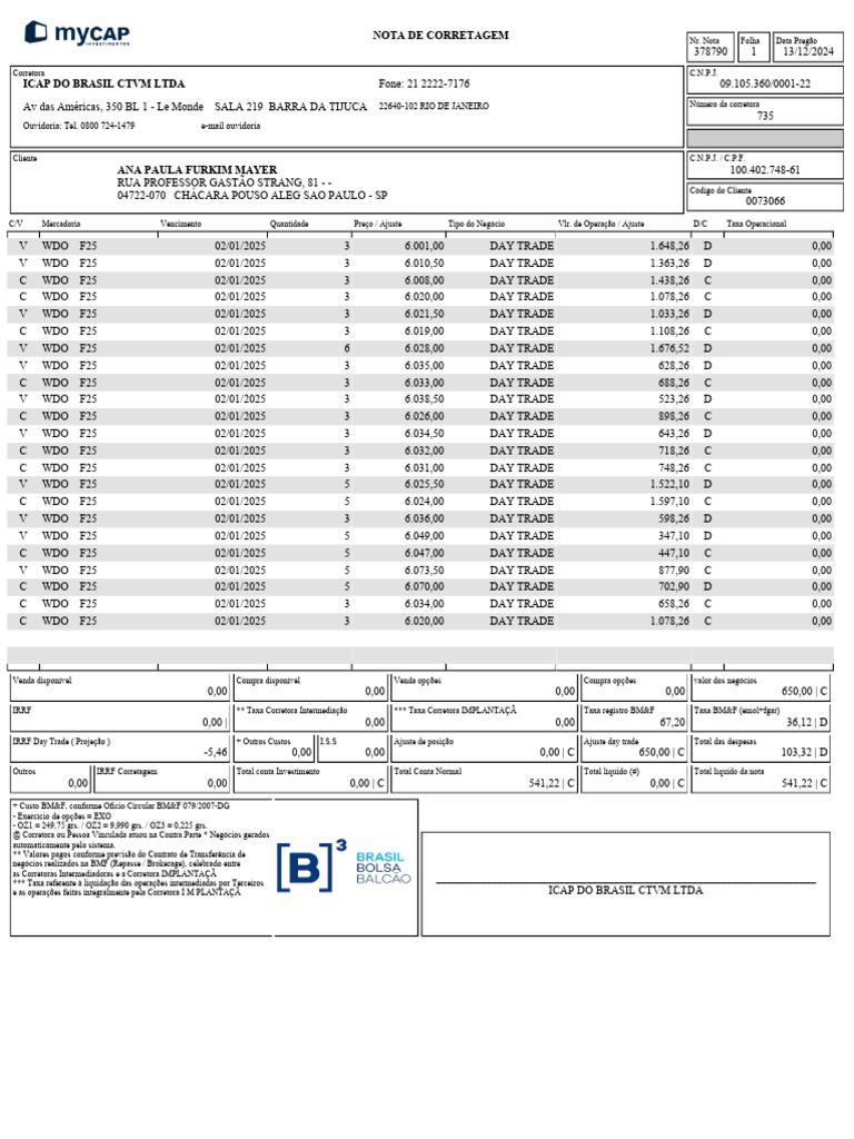 20241213_NOTA_BMF | PDF | Corretora de valores | Business