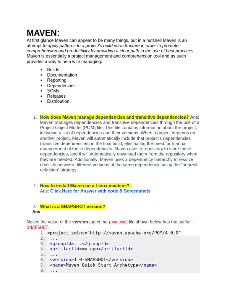 5_MAVEN Interview Questions and Answers | PDF | Computing | Software Engineering
