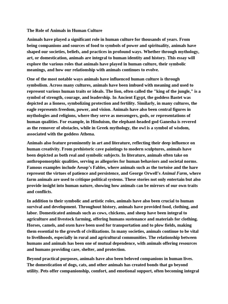 Animals' Impact on Human Culture | PDF | Pet | Human