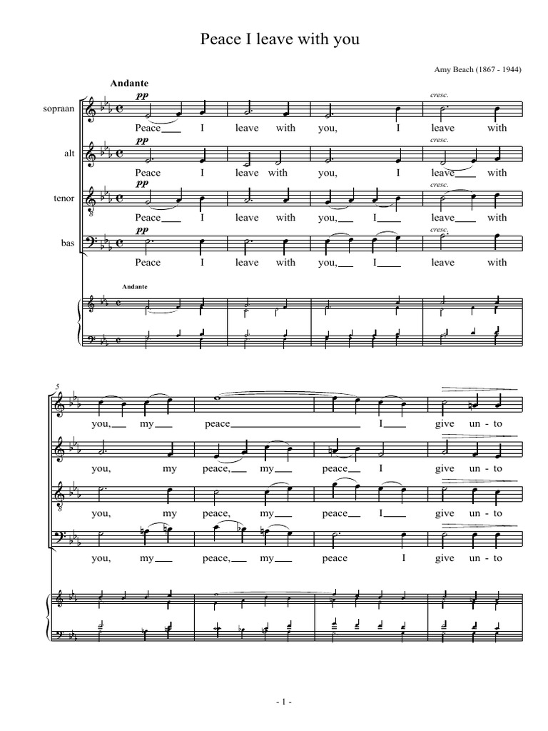Amy Beach - Peace I Leave With You | PDF