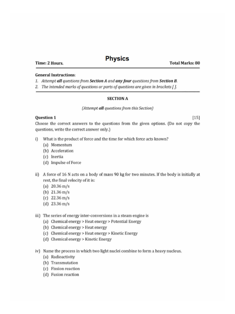 Class 10 Preliums 2 Physics | PDF