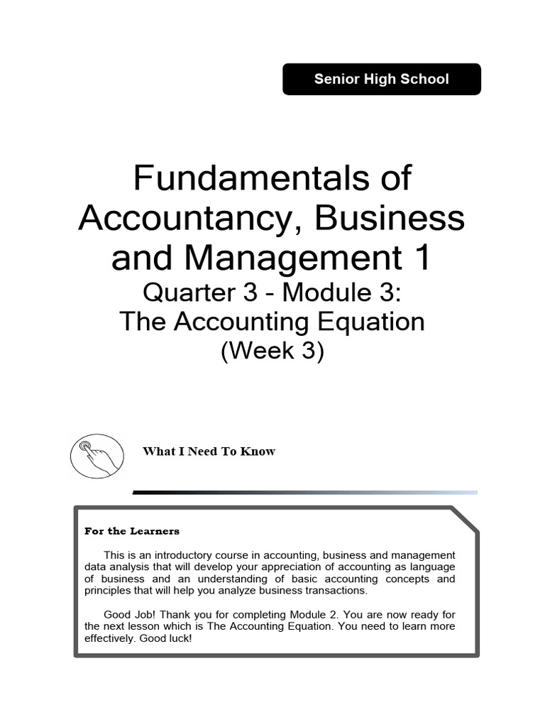 fabm1-q3-mod-3-for-students-wk-34 | PDF | Debits And Credits | Equity (Finance)