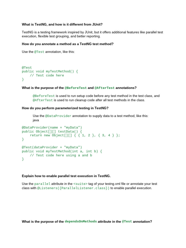 Testng Interview Questions And Answers Pdf Software Testing Method Computer Programming 7676